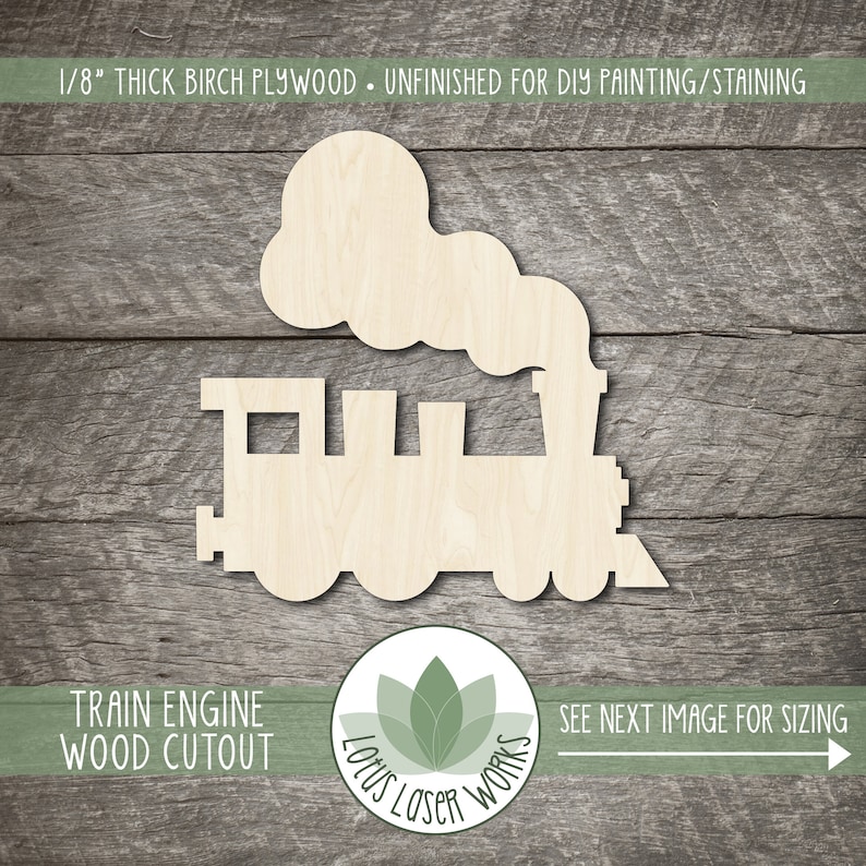 Train Engine Wood Cutout Laser Cut Wooden Train Engine - Etsy