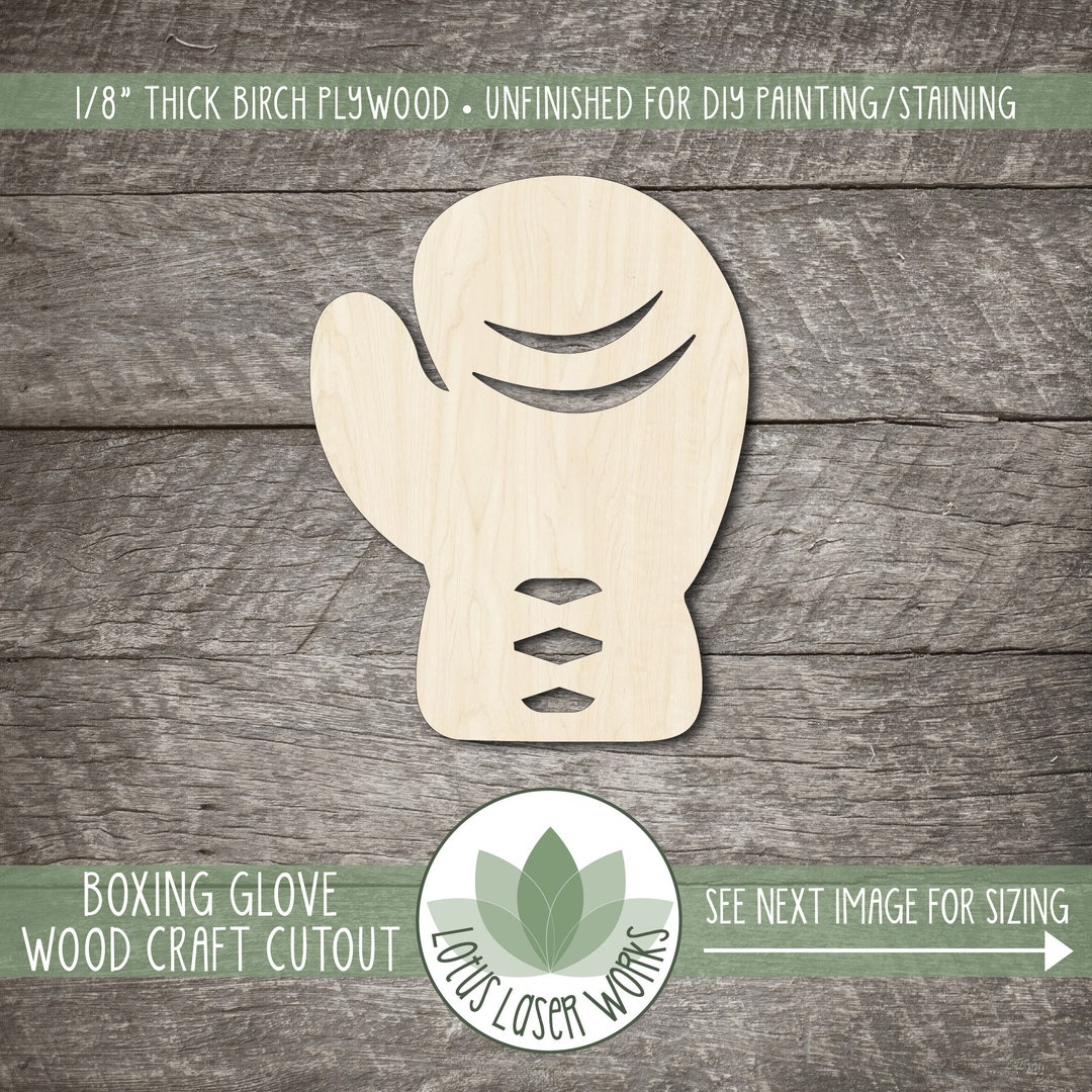 Wood Boxing Glove Cutouts, Laser Cut Craft Blanks, Unfinished Wooden ...
