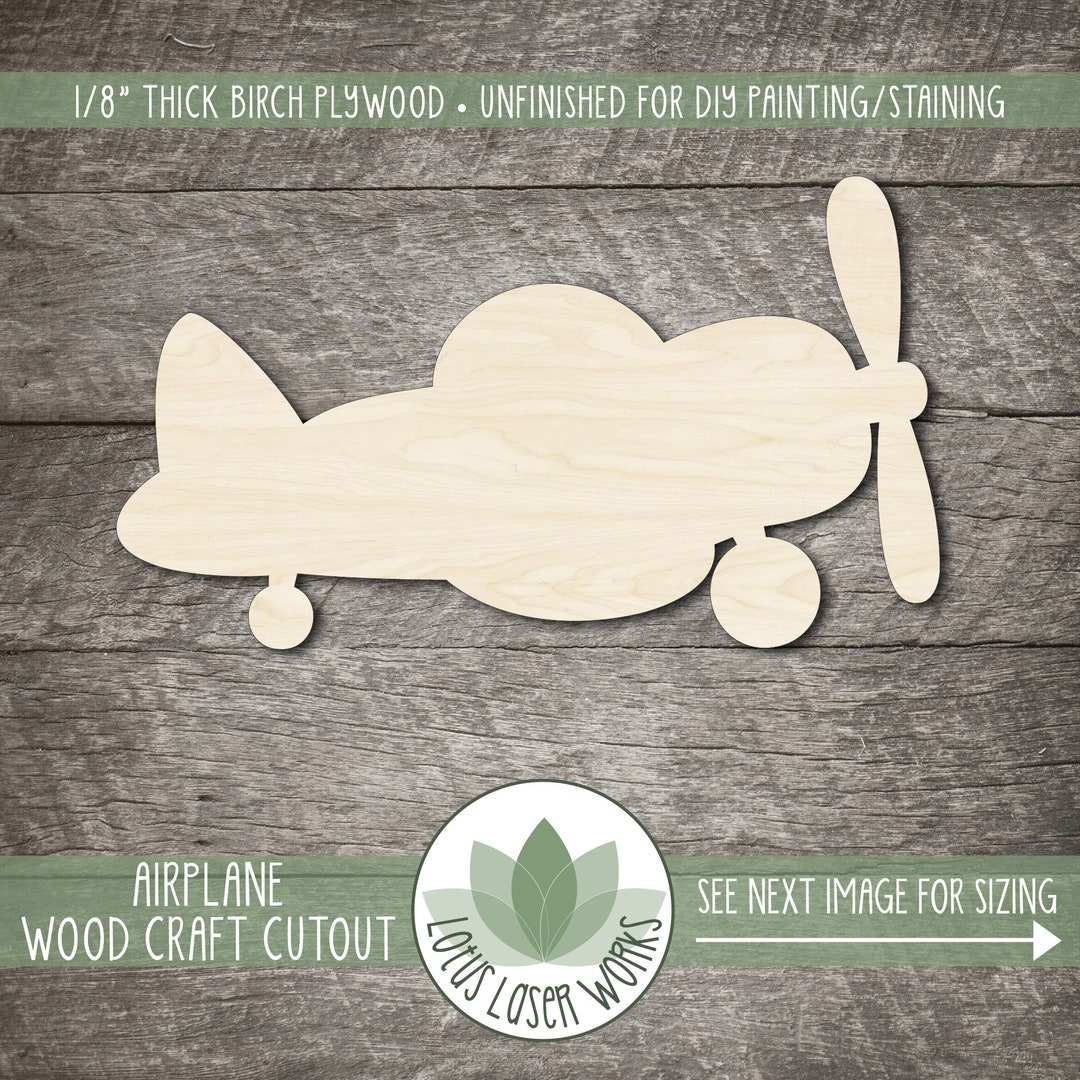 Airplane Wood Shape, Propeller Plane Cutout for DIY Crafts, Painting ...