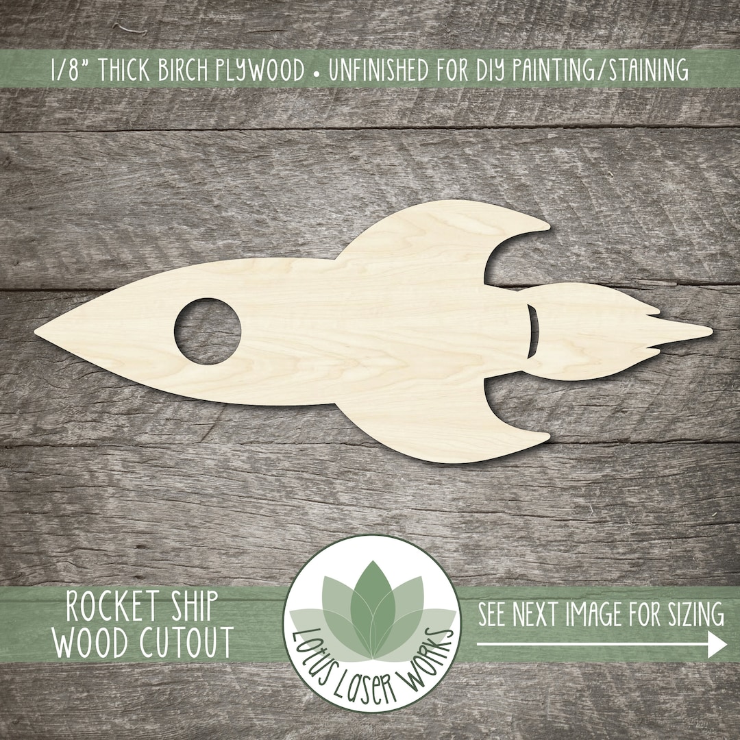 Wood Rocket Ship Cutout, Blank Wood Craft Shapes, Rocket Ship Party ...