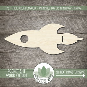 Wood Rocket Ship Cutout, Blank Wood Craft Shapes, Rocket Ship Party ...