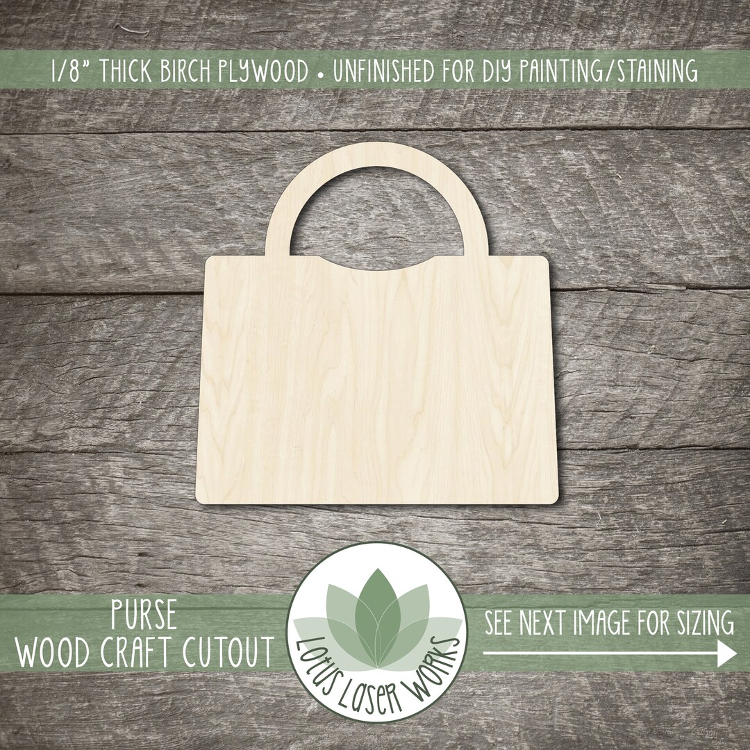 Purse Shape - Wooden Craft Cutouts - Unfinished Wood Handbag Blanks - Etsy