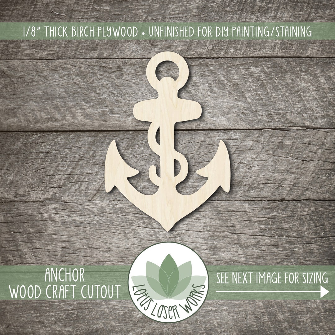 Wood Anchor Cutout, Boat Themed Shapes for DIY Craft Projects, Painting ...