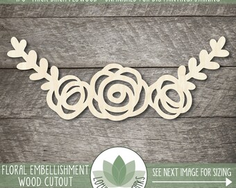 Rosebud Flower Swag Cutout Rose With Laurel Branch Shape | Etsy