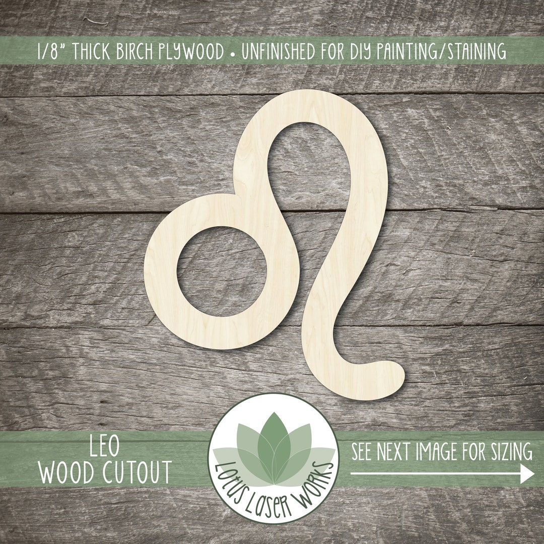 Leo Sign Wood Cutout, Wooden Zodiac Symbols, Leo Astrological Signs ...