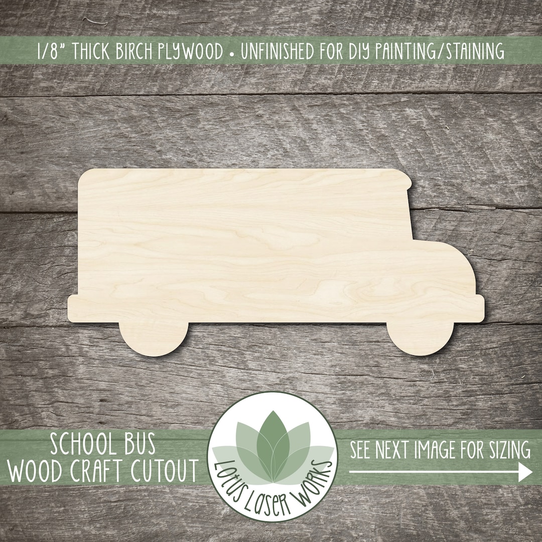 School Bus Wood Shape Unfinished Wood Blank Craft Cutouts Painting ...