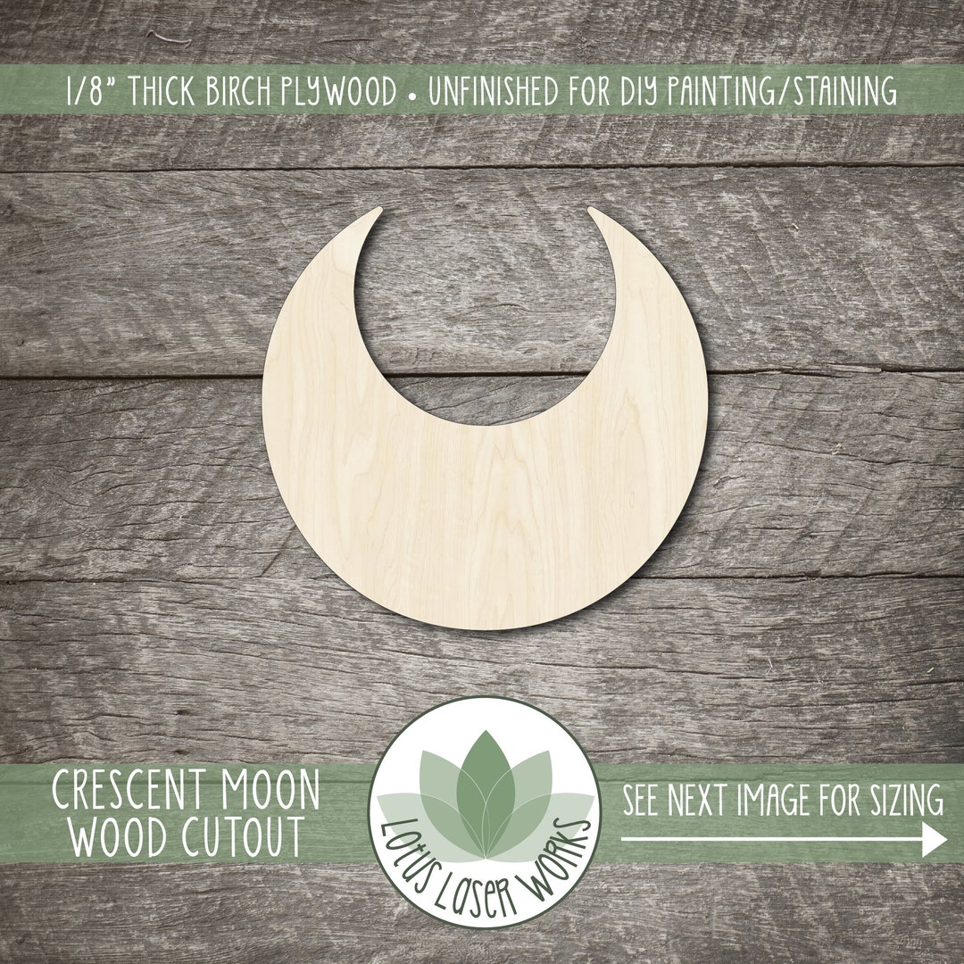 Crescent Moon Wood Shape, Unfinished Wooden Cutouts, Laser Cut Craft ...