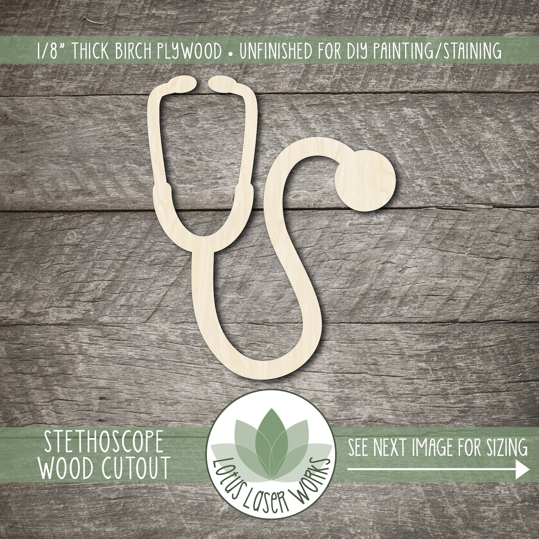 Wooden Stethoscope Craft Shape, Unfinished Cutouts for Medical Themed ...