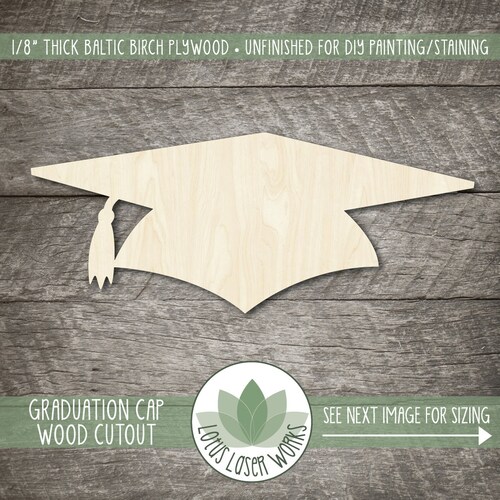 Woodcraft Cutout Graduation Cap Laser Cut Out Wood Shape Craft Supply ...