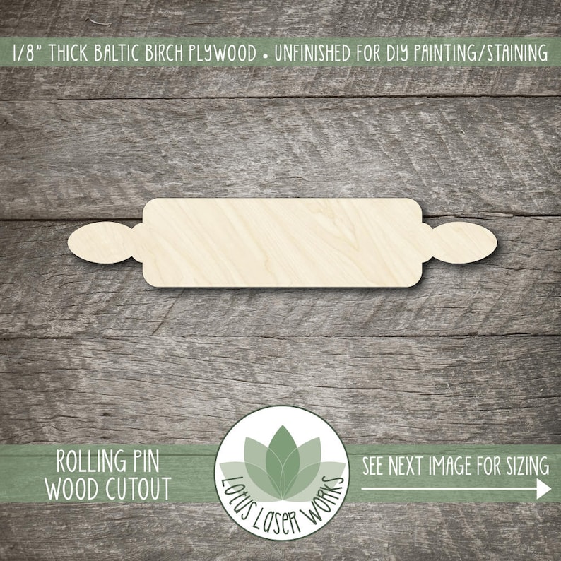 Rolling Pin Shape, Baking Themed Wood Cutouts for DIY Projects ...