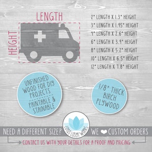Ambulance Cutout: Wood Craft Supplies, Unfinished Shapes for Crafting ...