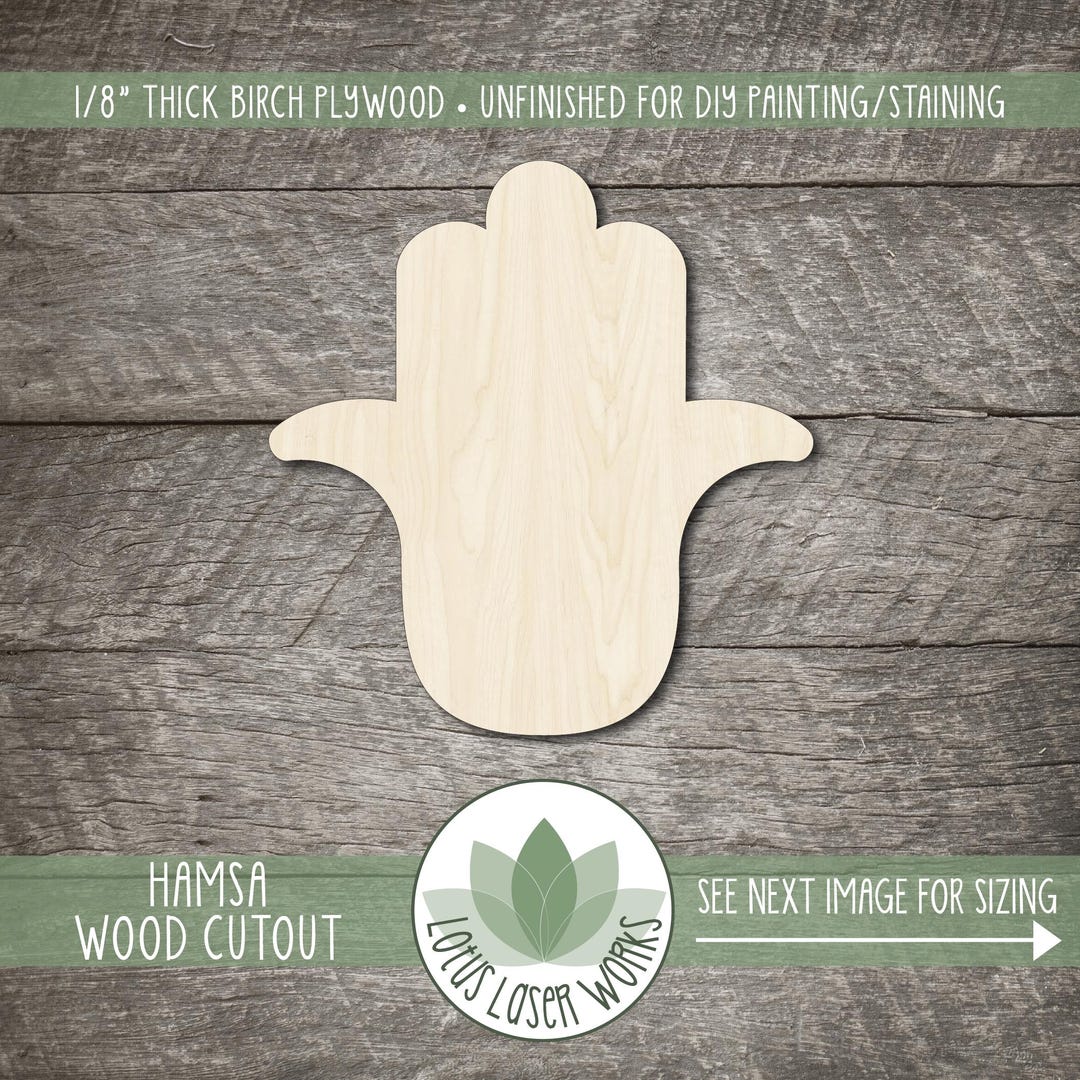 Wood Hamsa Hand Shape, Unfinished Cutouts for Craft Projects & Painting ...