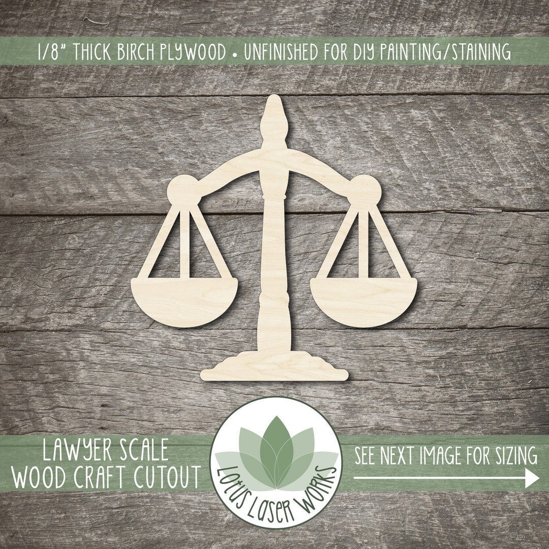 Scales of Justice Wood Shape, Unfinished Wooden Craft Cutouts, Laser ...