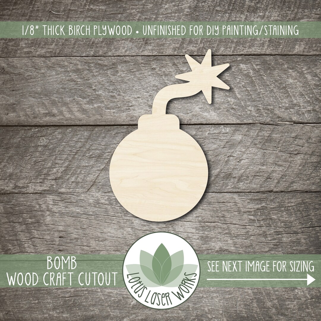 Wood Bomb Shape Unfinished Wooden Craft Cutouts Laser Cut - Etsy