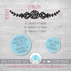 Rosebud Flower Swag Cutout, Rose With Laurel Branch Shape, Wooden ...