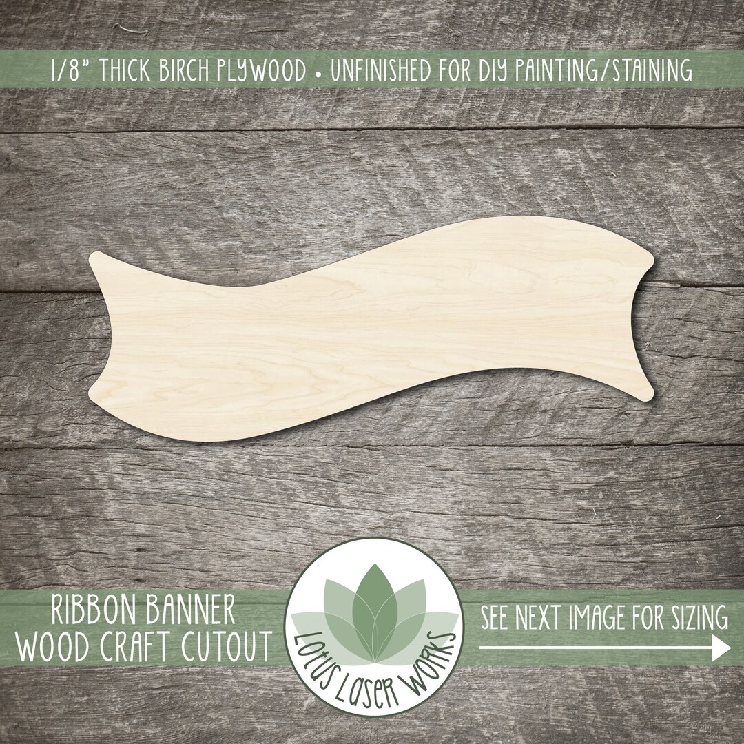 Ribbon Banner Wood Craft Cutout, Unfinished Wooden Shapes, Painting ...