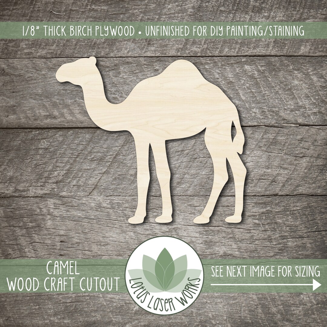 Wood Camel Cutout, Laser Cut Wooden Shapes, Unfinished Wood Craft Blank ...