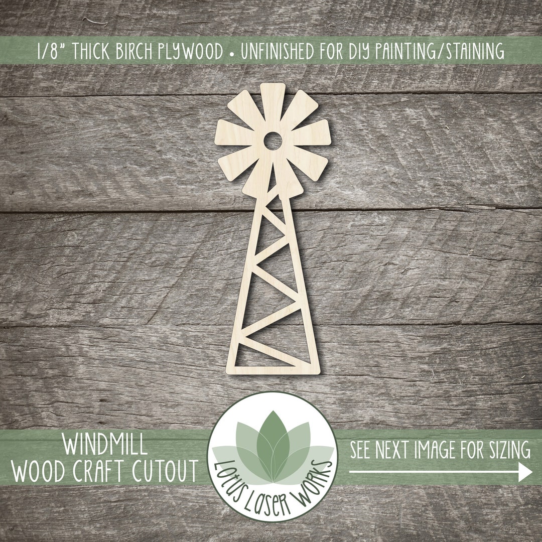 Windmill Shape, Wood Farm Themed Cutouts for DIY Crafting, Painting ...