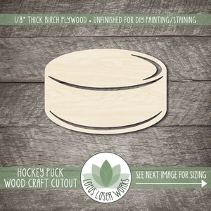 Hockey Puck Wood Cutout, Unfinished Wood Craft Blanks, Laser Cut Wooden ...