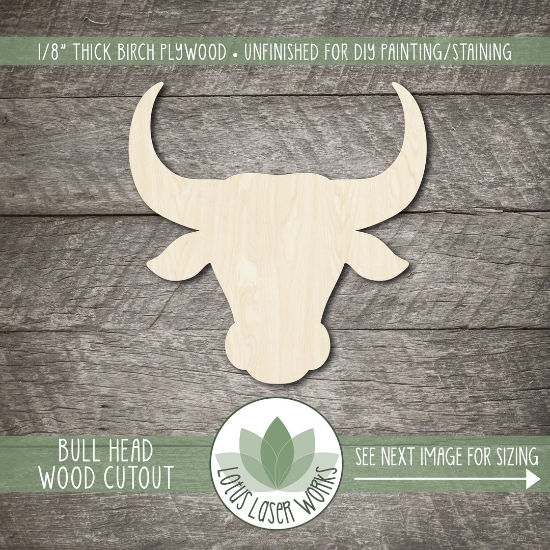 Wood Bull Head Cutout: Unfinished Birch Plywood Craft Embellishment - Etsy
