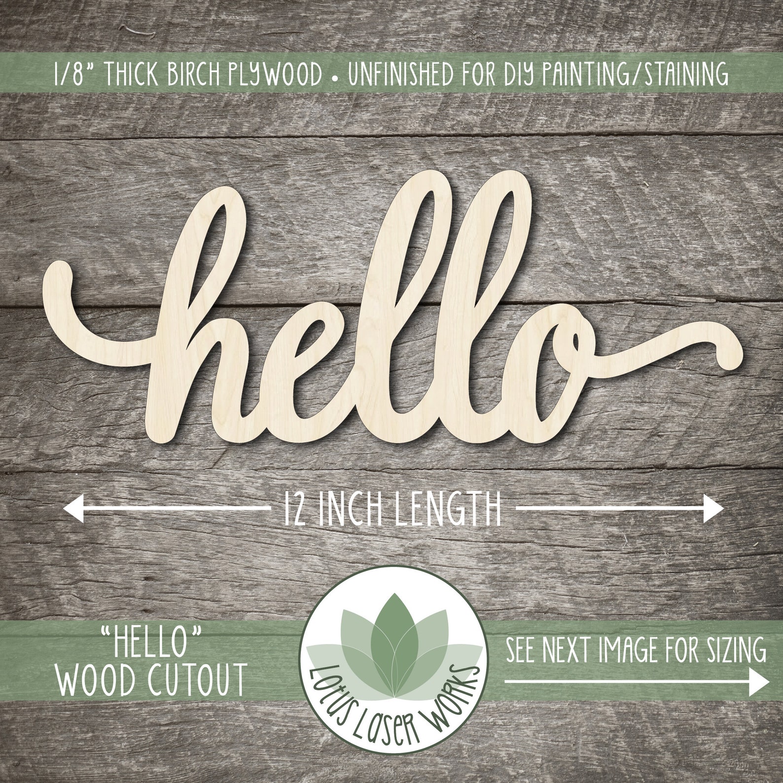 Hello Wood Word Cutout Unfinished Wood Words Laser Cut - Etsy