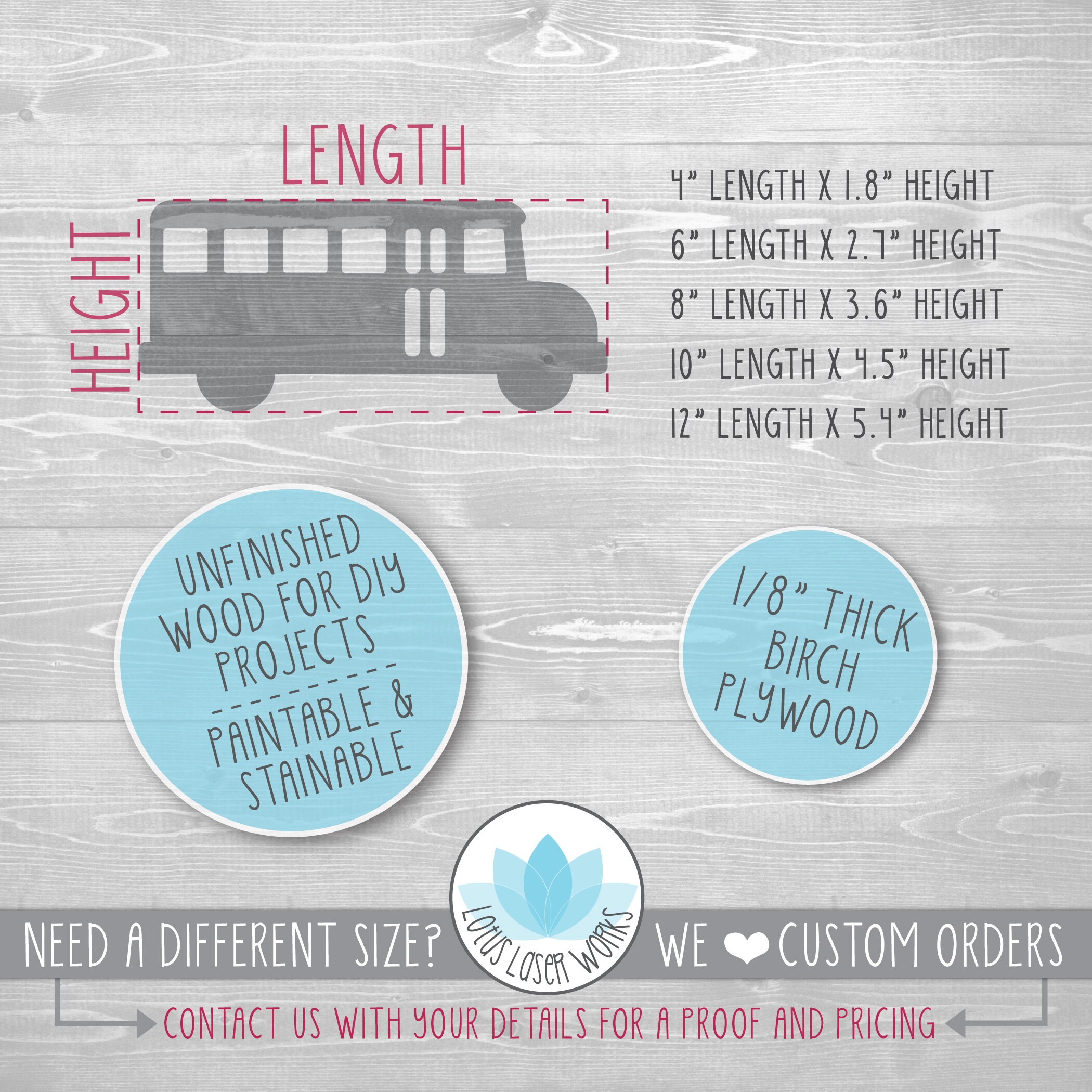 School Bus Shape: Unfinished Wooden Cutouts for Craft Projects, Laser ...