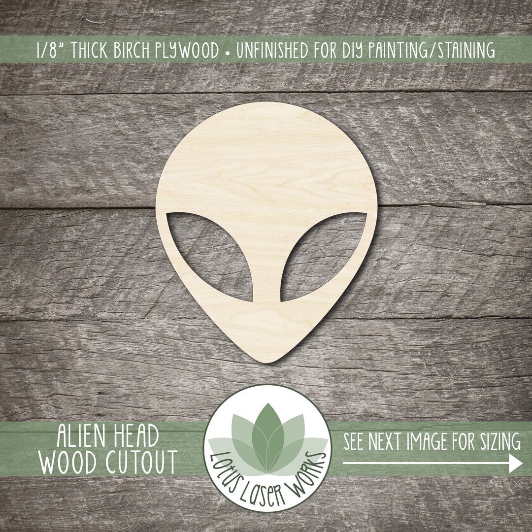 Alien Head Wood Cutout, Unfinished Cutouts for DIY Crafts, Painting ...