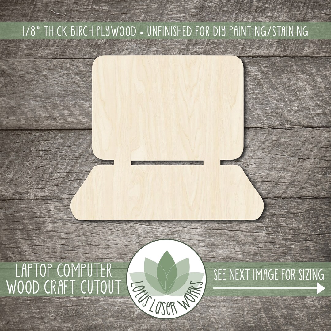 Laptop Computer Shape: Unfinished Wood Cutouts for Crafting, Party ...