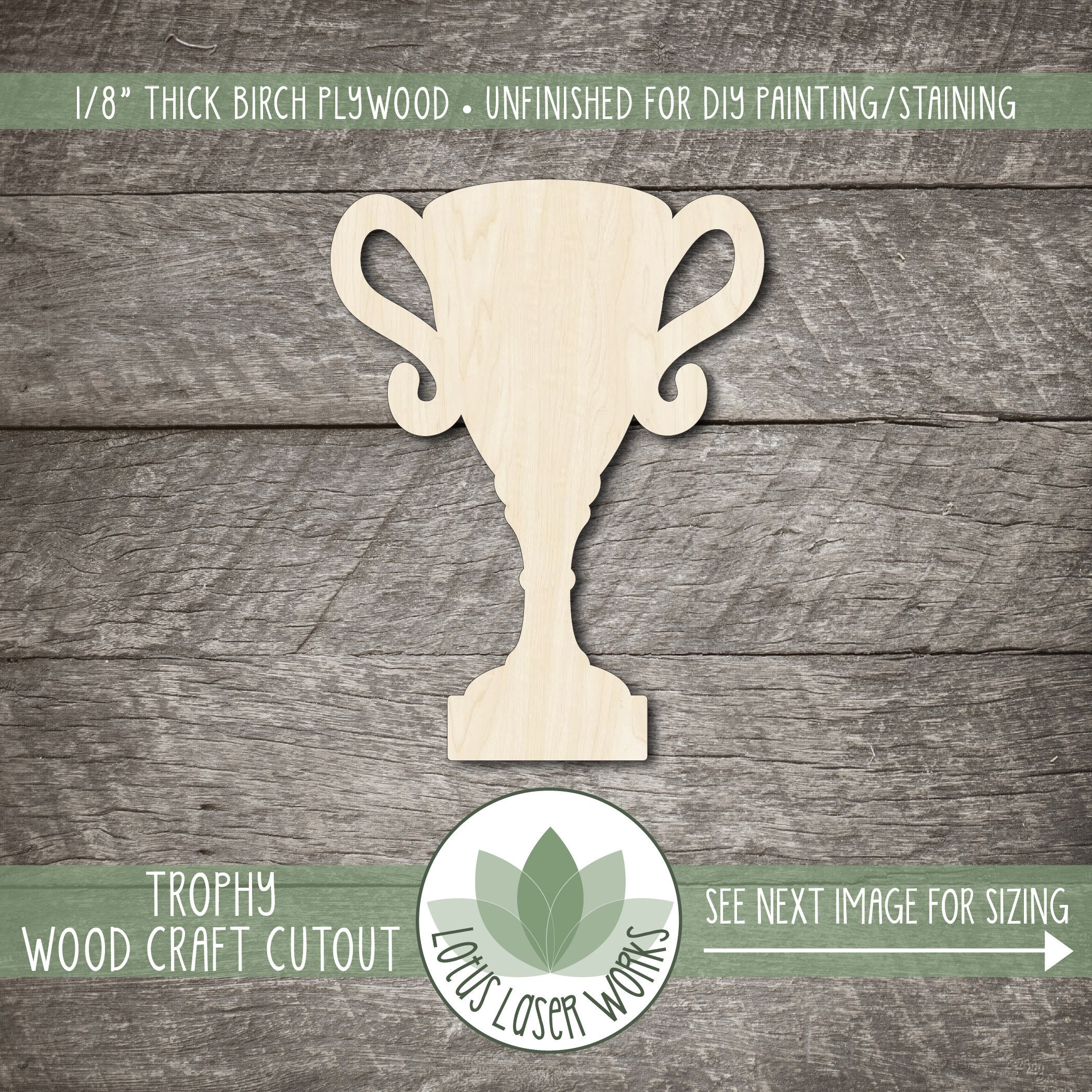 Wood Trophy Shape Unfinished Wooden Craft Cutouts Laser Cut - Etsy