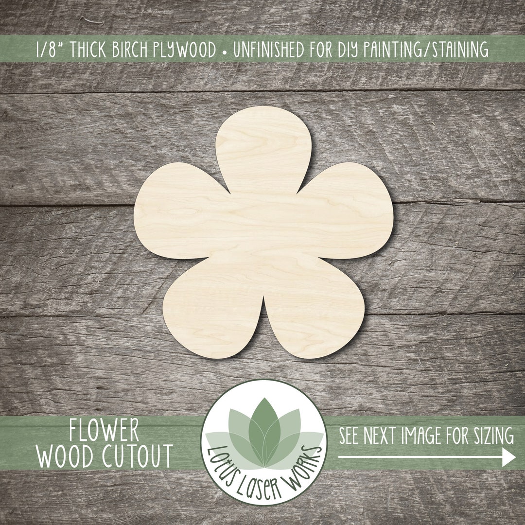 Wooden Flower Cutouts, Unfinished Wood Craft Shapes for DIY Projects ...