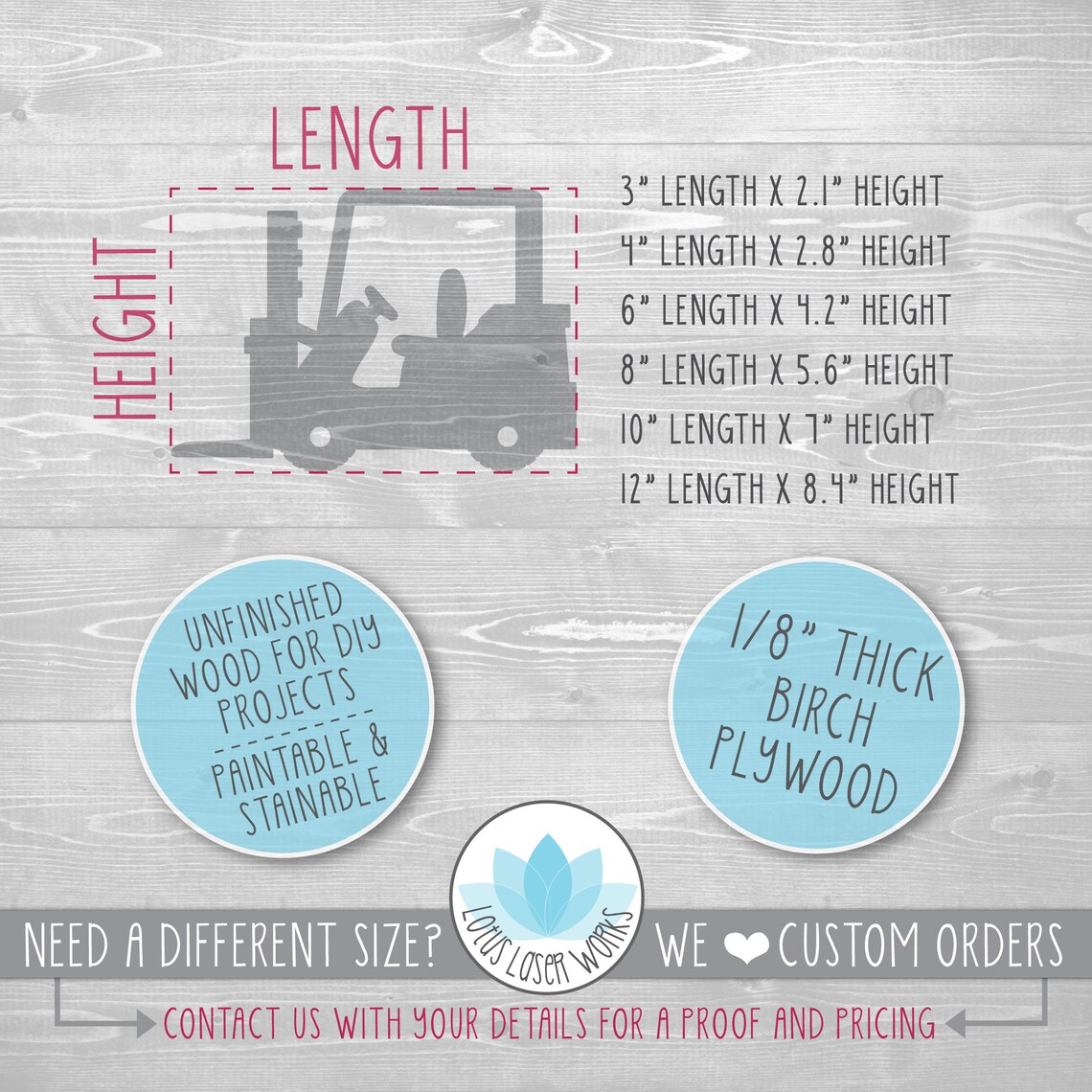 Forklift Shape, Construction Themed Laser Cut Wood Cutouts for Crafting ...