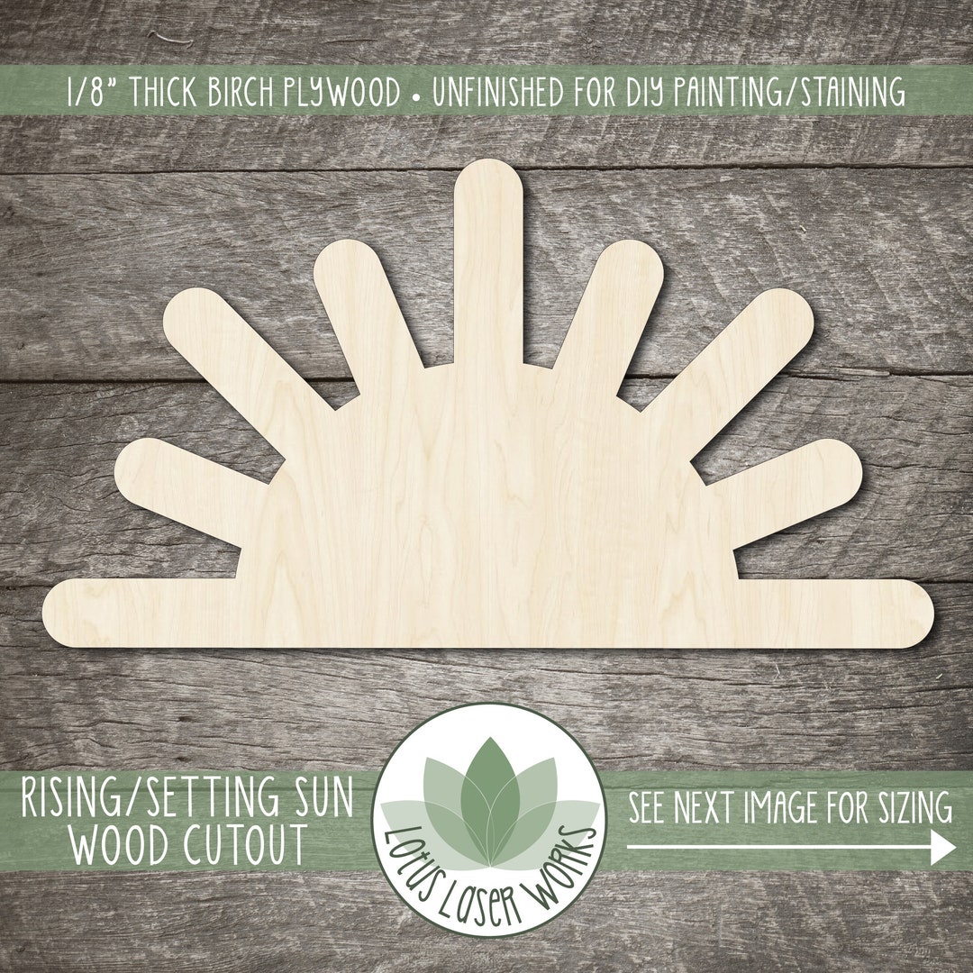 Setting Sun Wooden Shape, DIY Craft Embellishment, Unfinished Wood ...