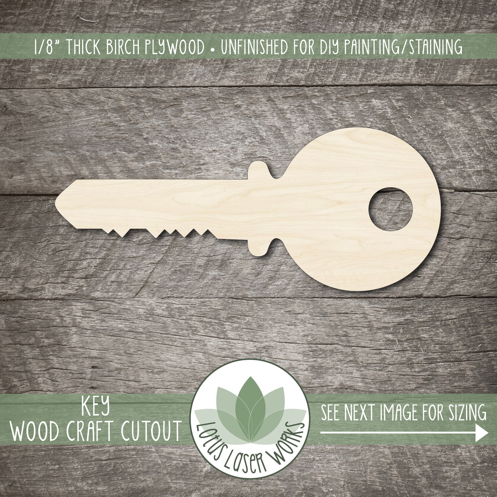 Home & Living Home Improvement unfinished Vintage key laser wood shaped ...