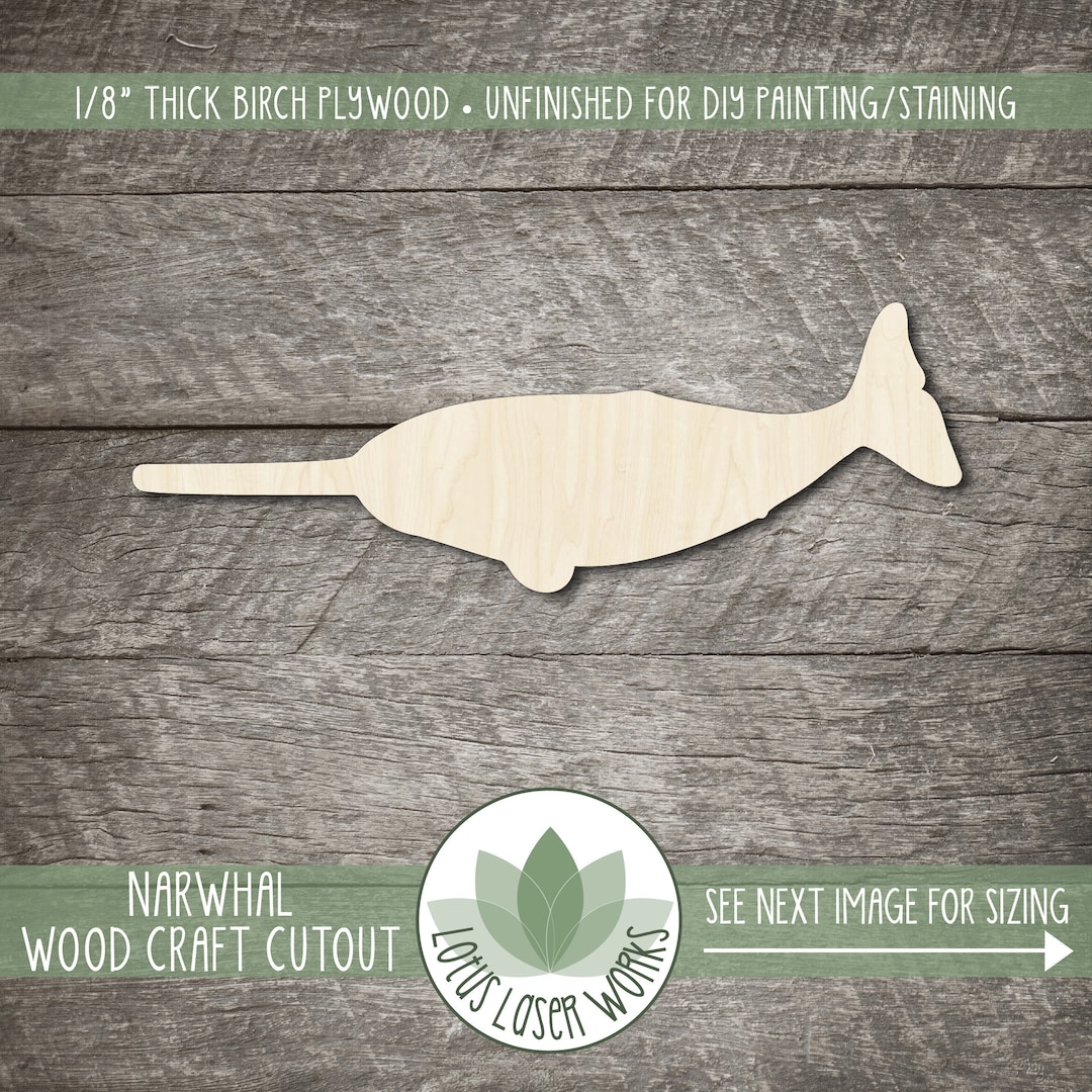 Narwhal Wood Craft Shape, Unfinished Wooden Painting Cutouts, Laser Cut ...