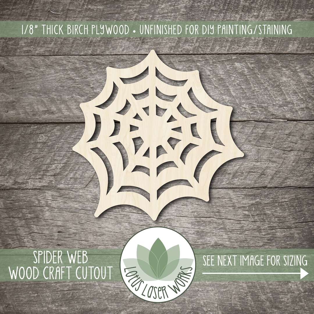 Spider Web Shape, Unfinished Wooden Craft Cutouts, Laser Cut Wood ...