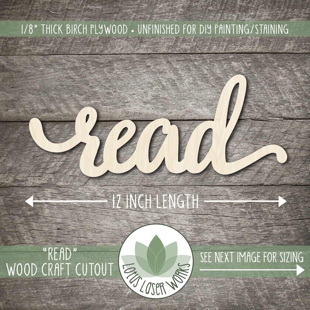 Read Wood Word Cutout, Unfinished Wood, Laser Cut Words - Etsy