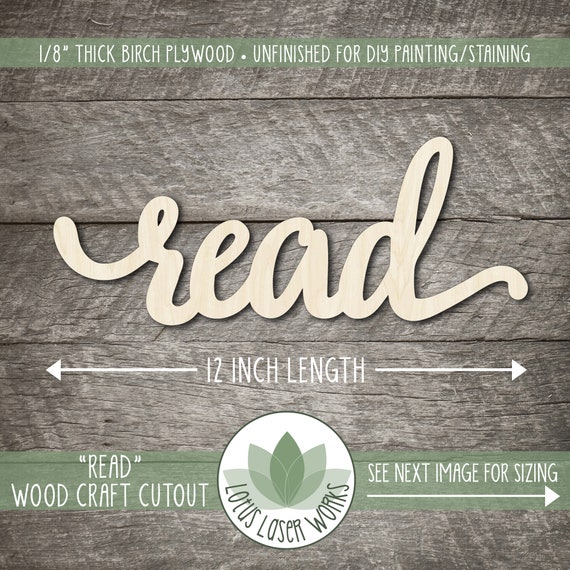 Read Wood Word Cutout Unfinished Wood Laser Cut Words - Etsy