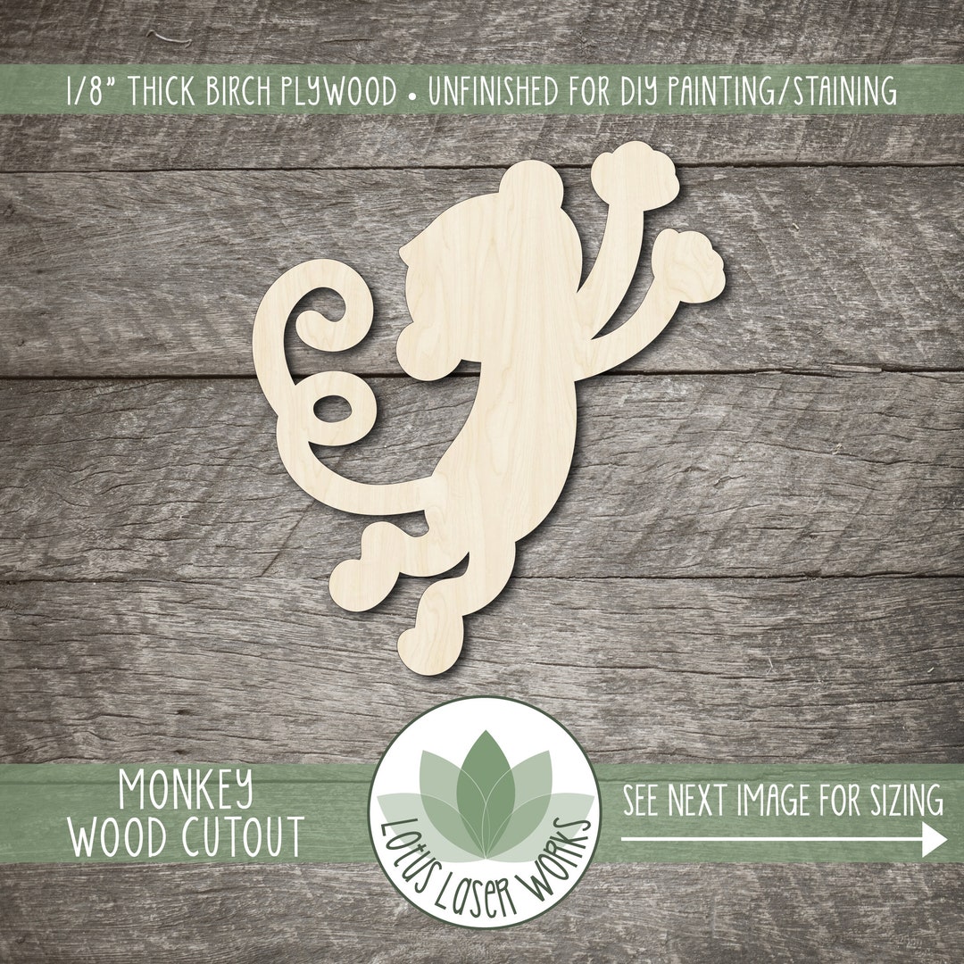 Wood Monkey Cutout Blank Wood DIY Craft Embellishments - Etsy