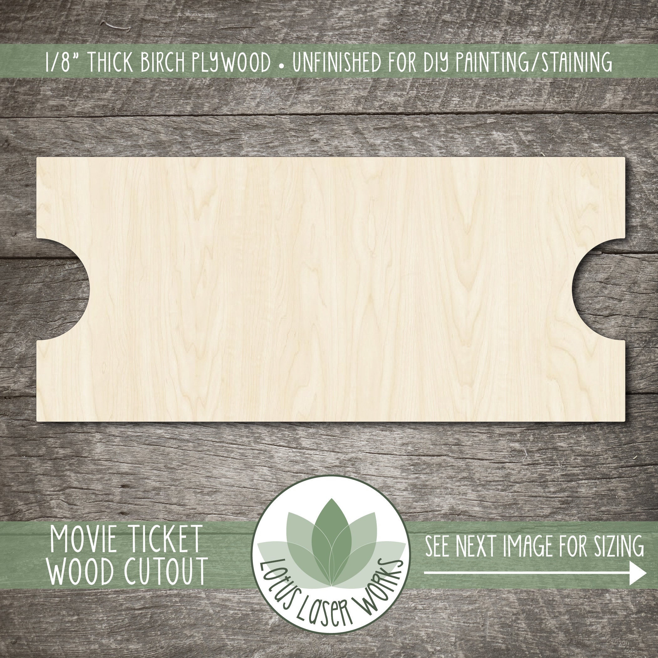 Kids' Crafts Ticket Stub Wood Cutout Laser Cut Wooden Movie Ticket ...