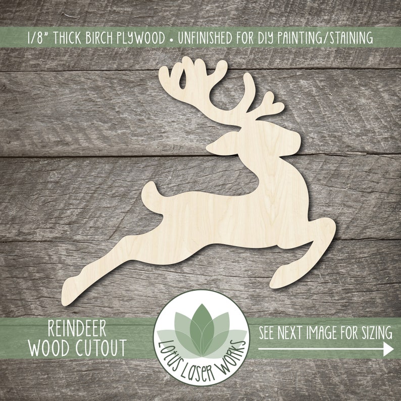 Reindeer Wood Cutout DIY Craft Embellishment Unfinished Wood - Etsy