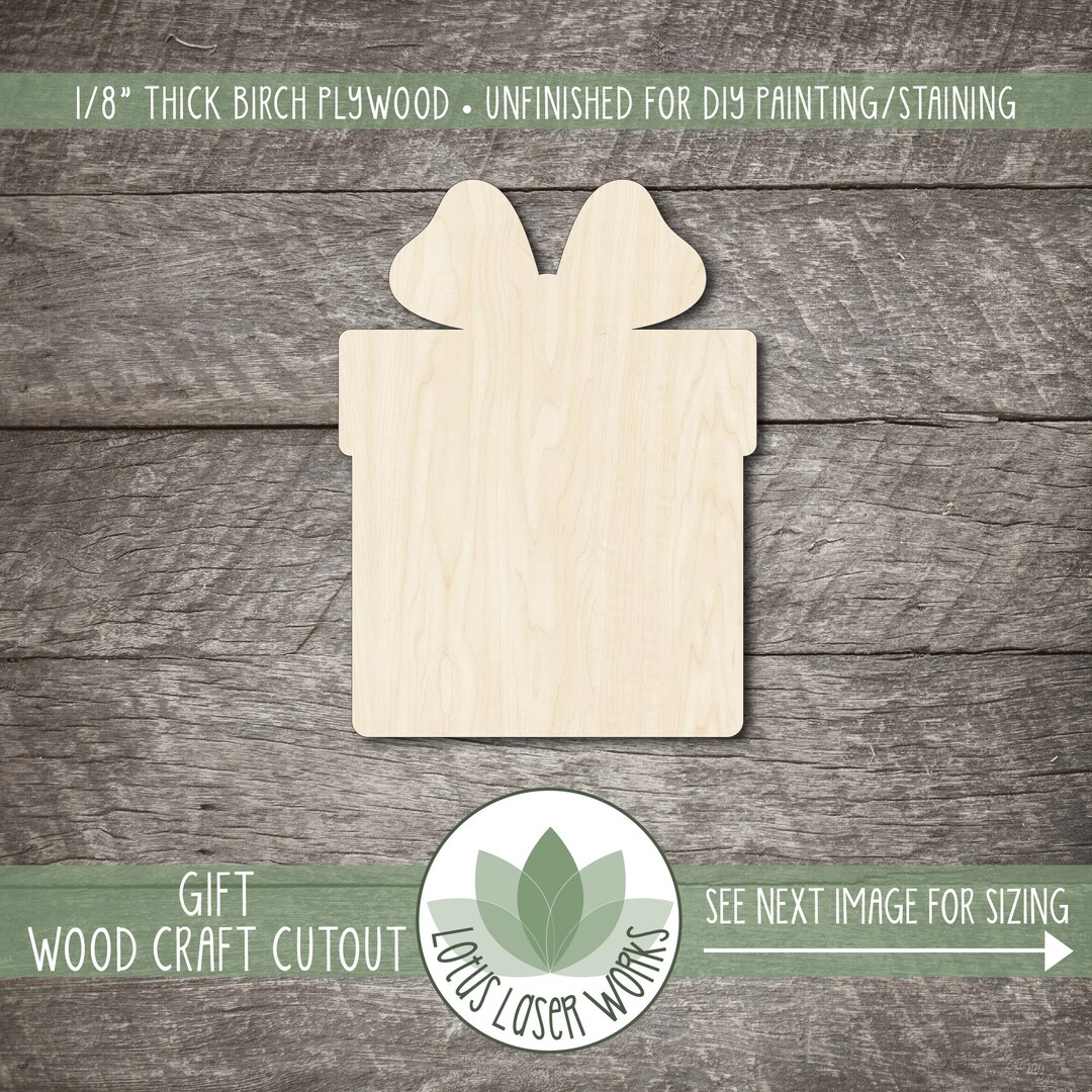 Gift Box Shape: Craft Supplies, Unfinished Wood Cutouts for Crafting ...