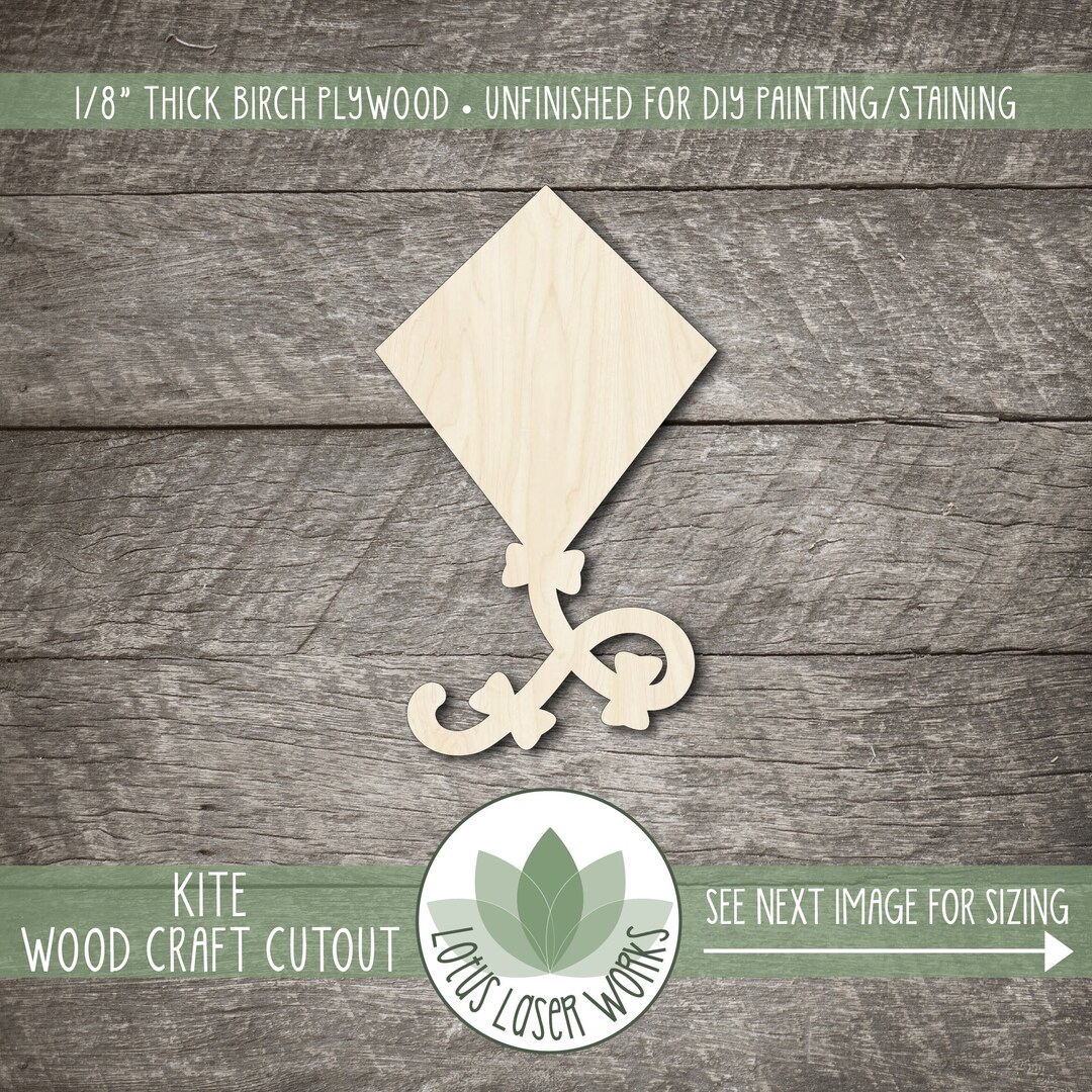 Kite Shape: Wood Craft Supplies, Unfinished Cutouts for Crafting ...
