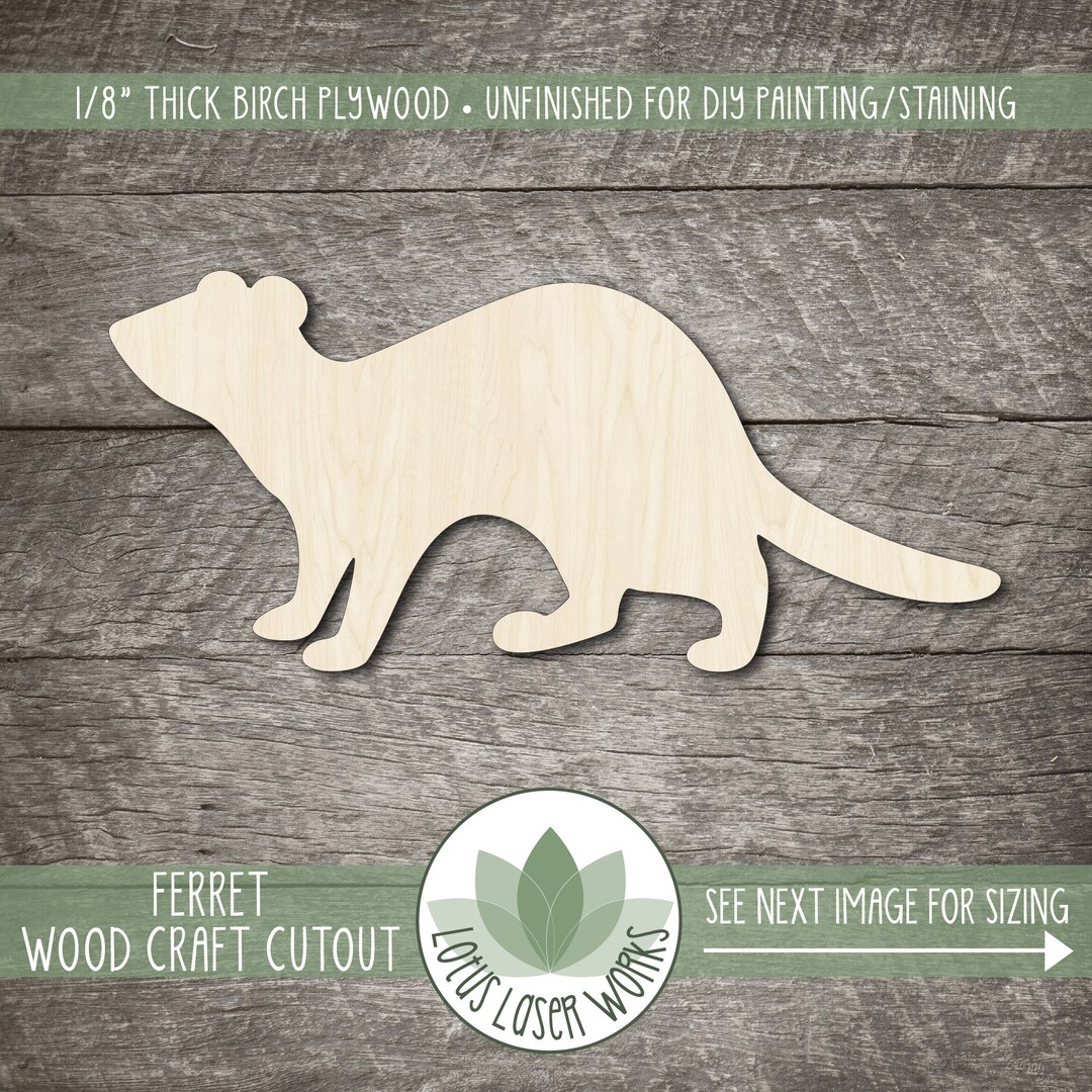 Wood Ferret Craft Cutout, Unfinished Wooden Painting Blanks, Animal ...