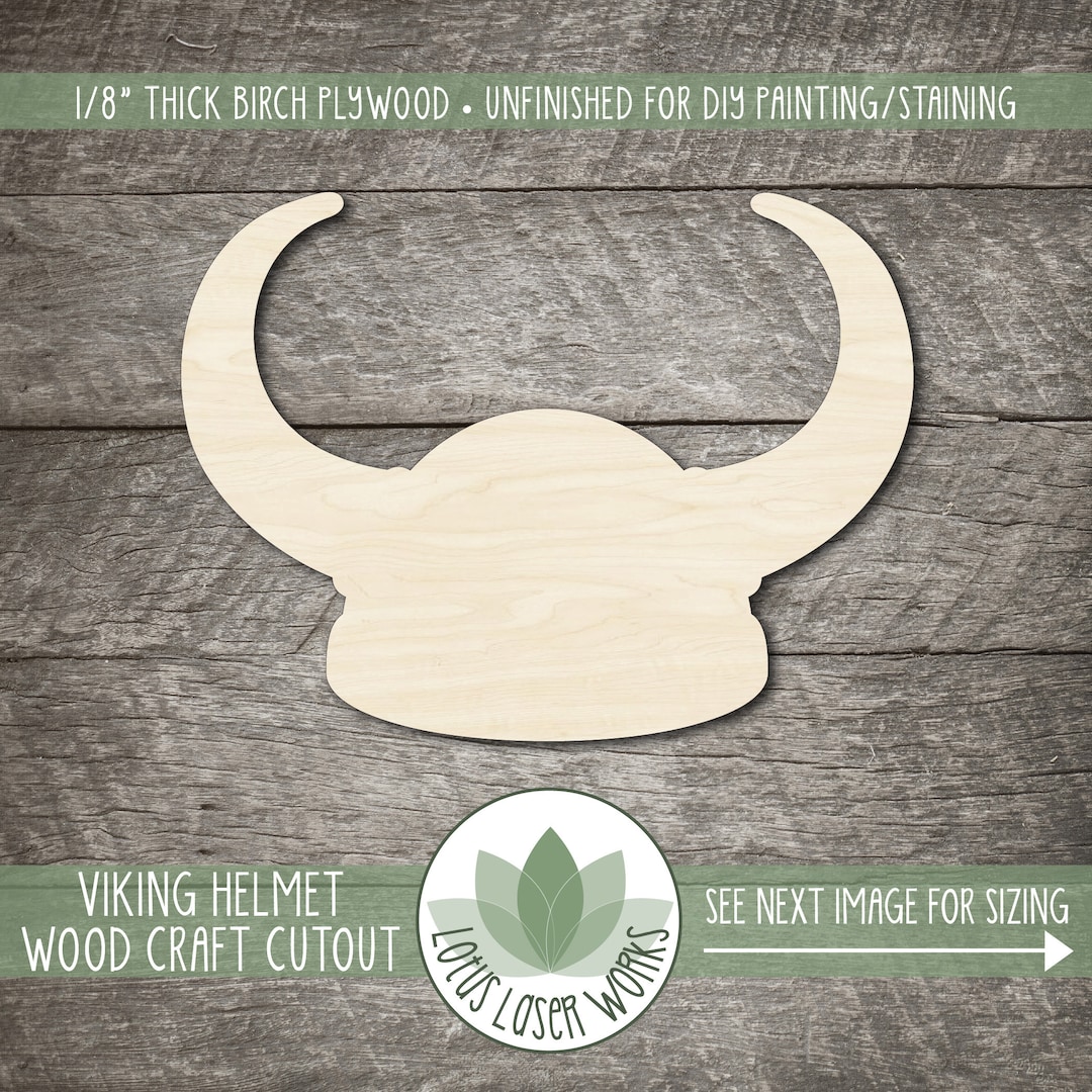 Viking Helmet - Laser Cut Unfinished Wood Cutout Shapes for Craft ...