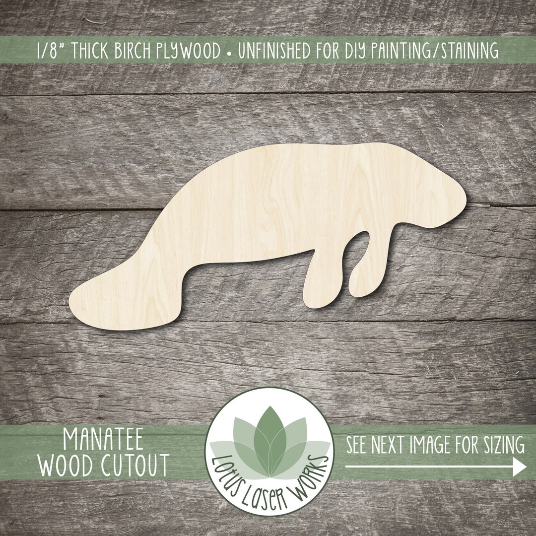 Manatee - Wood Shape - Laser Cut Blanks, Unfinished Wooden Craft ...