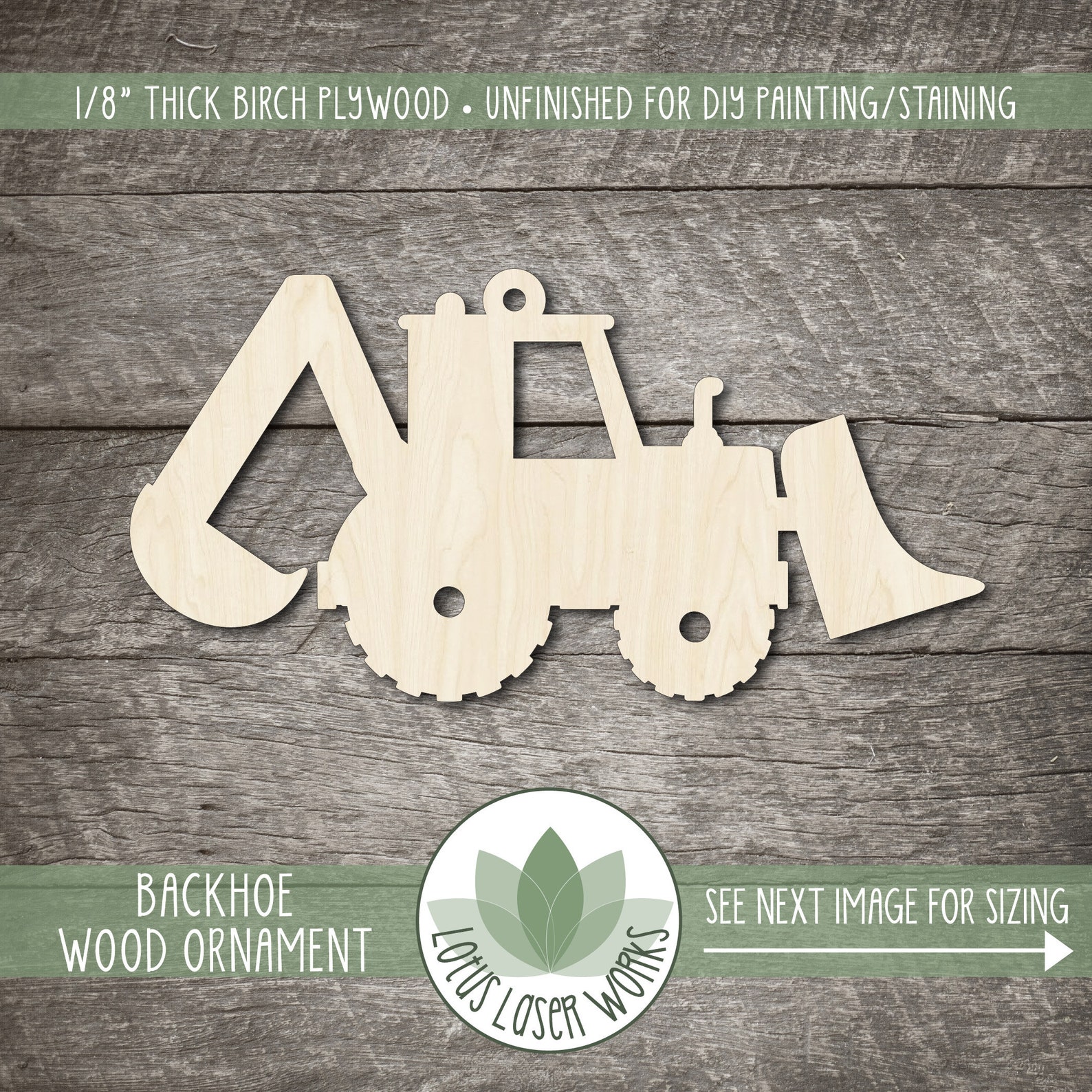 Backhoe Wood Ornament Blank Wood Ornament Shape Laser Cut - Etsy
