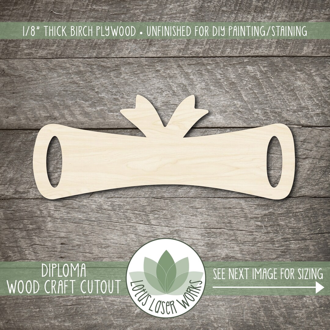 Diploma Shape, Graduation Themed Wood Cutouts for Crafting, Laser Cut ...