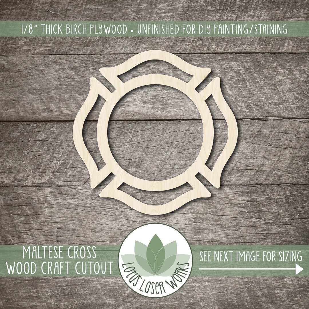 Maltese Cross Shape: Unfinished Wood Firefighter Themed Cutouts for ...