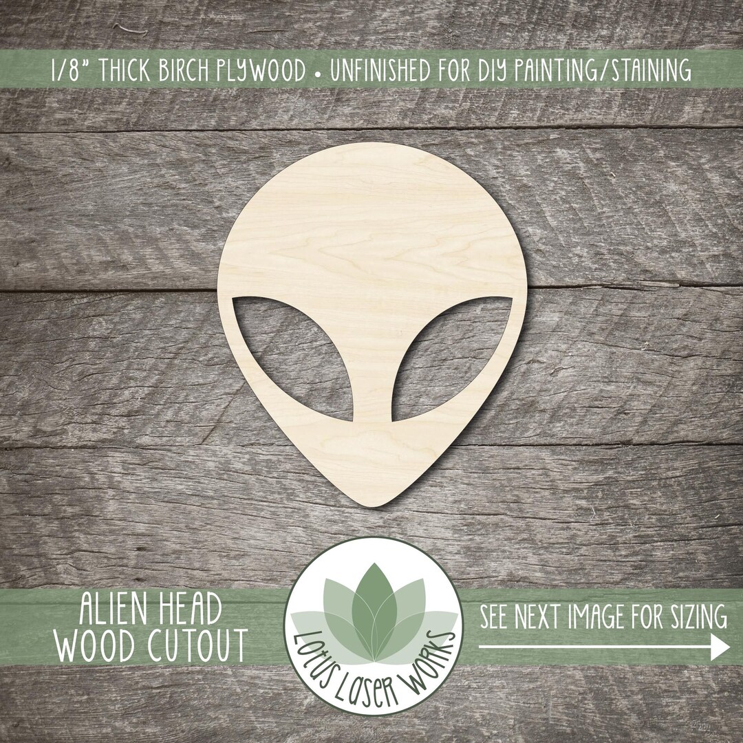 Alien Head Shape: Wood Extraterrestrial Cutouts for Crafting, Outer ...