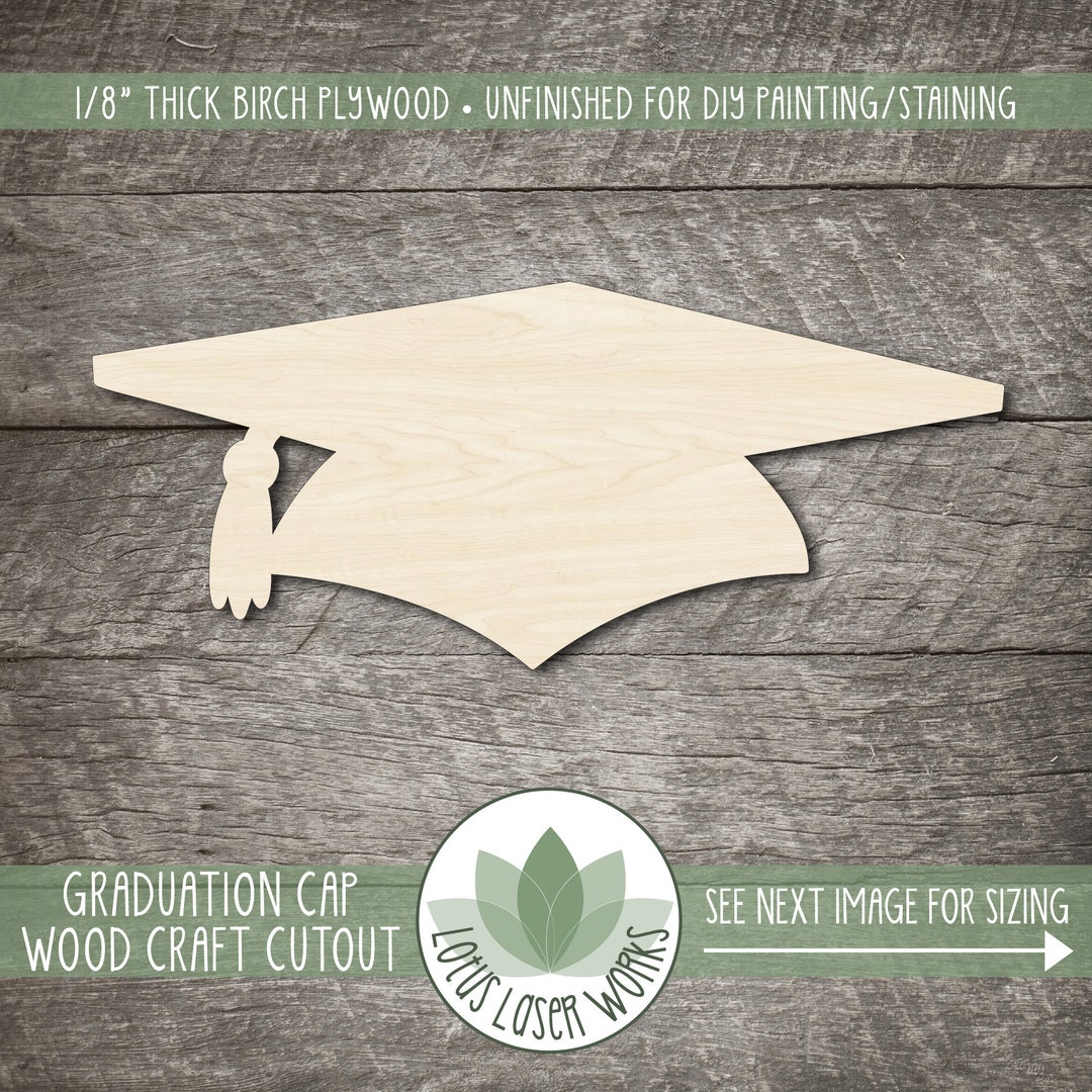 Graduation Cap Wooden Cutout - Unfinished Wood Blanks - Craft Shapes - Etsy